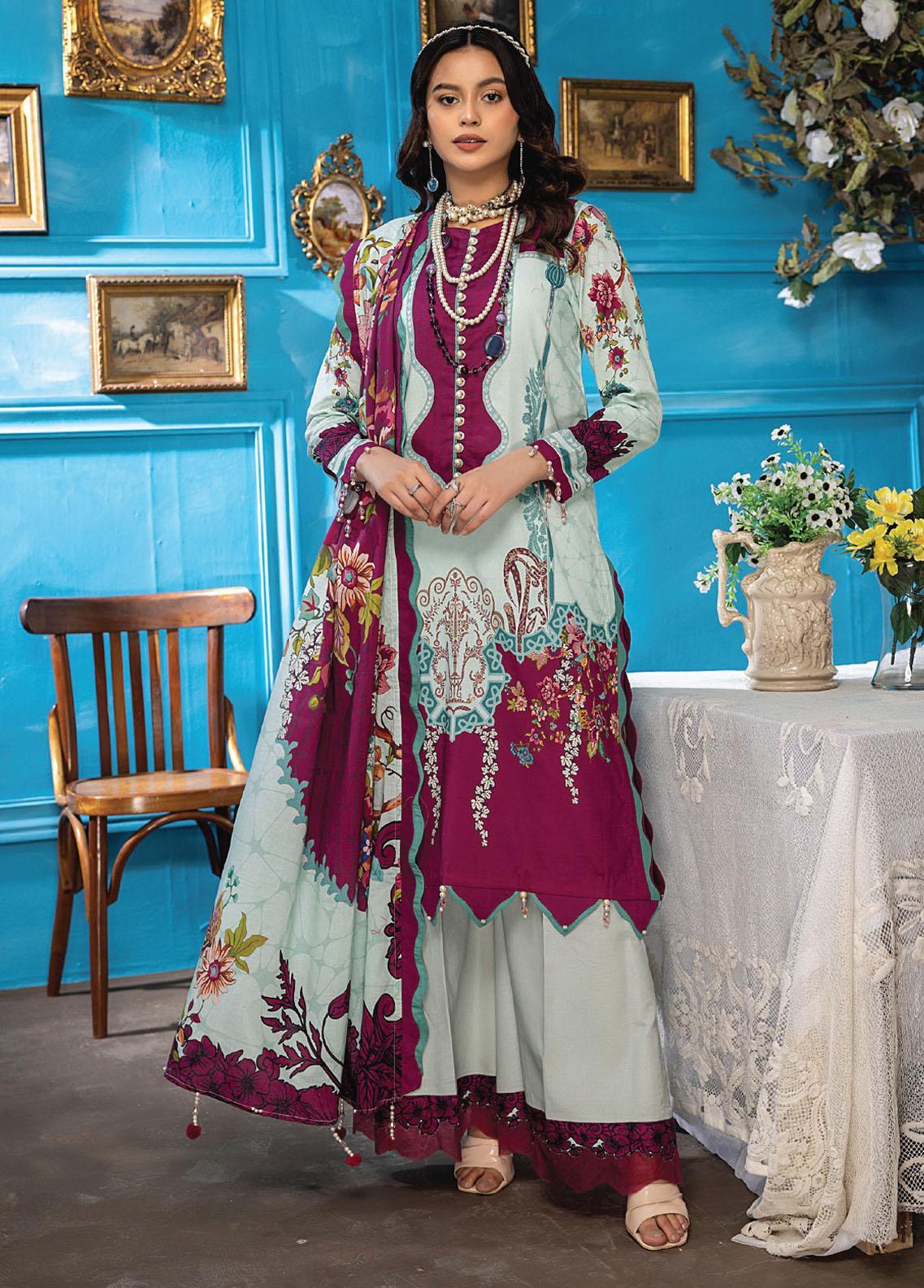 Aangan By Humdum Printed Lawn Suits Unstitched 3 Piece HD23AL D-05 - Summer Collection