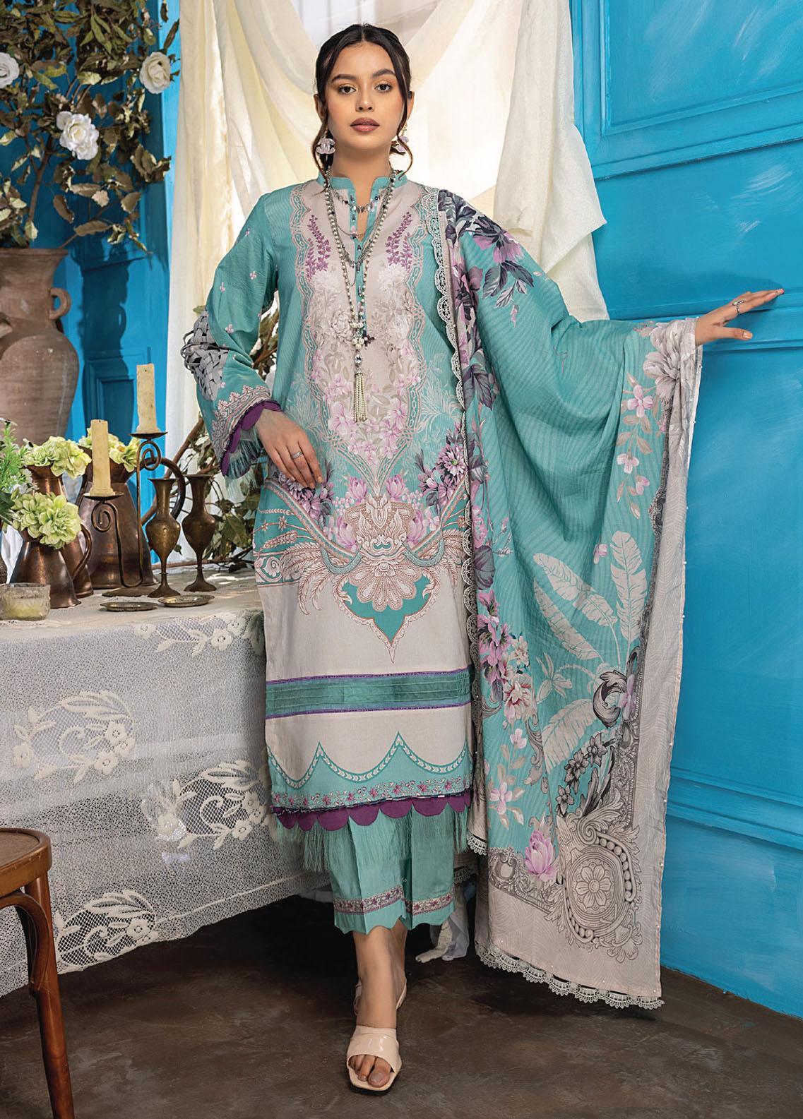 Aangan By Humdum Printed Lawn Suits Unstitched 3 Piece HD23AL D-08 - Summer Collection