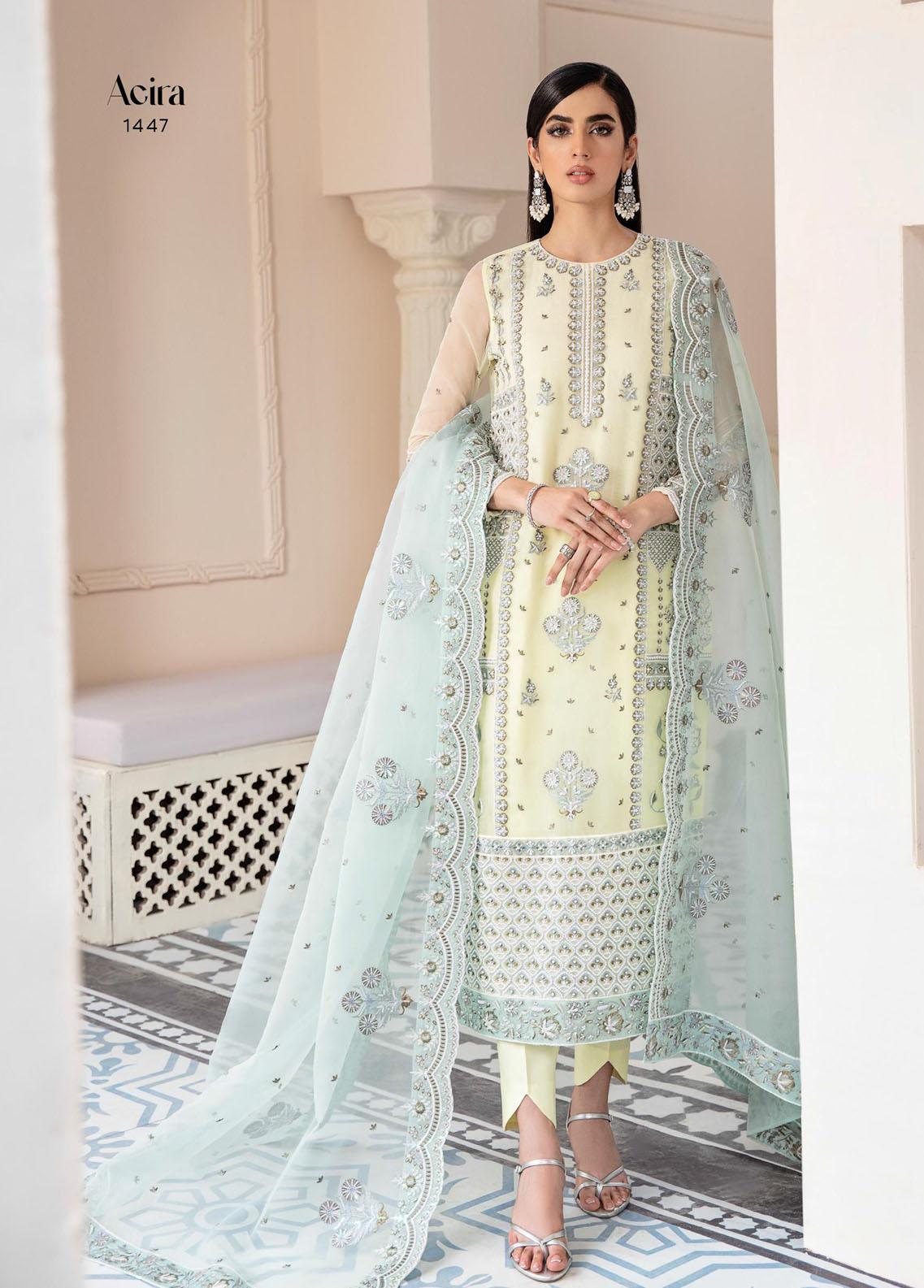 Akbar Aslam Embroidered Organza Suits Unstitched 3 Piece AA22WD AA-1447 ...