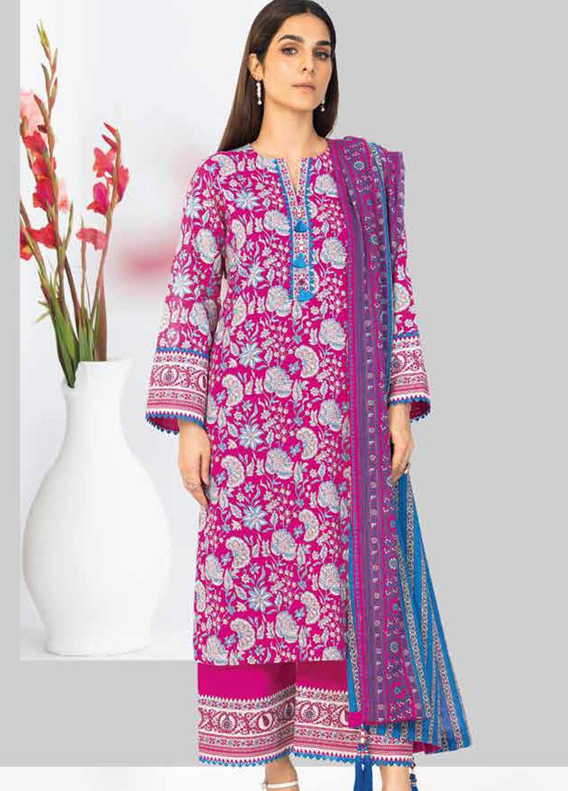Al Karam Printed Lawn Suits Unstitched 2 Piece AK23SSL SS-58.1-23-Pink ...