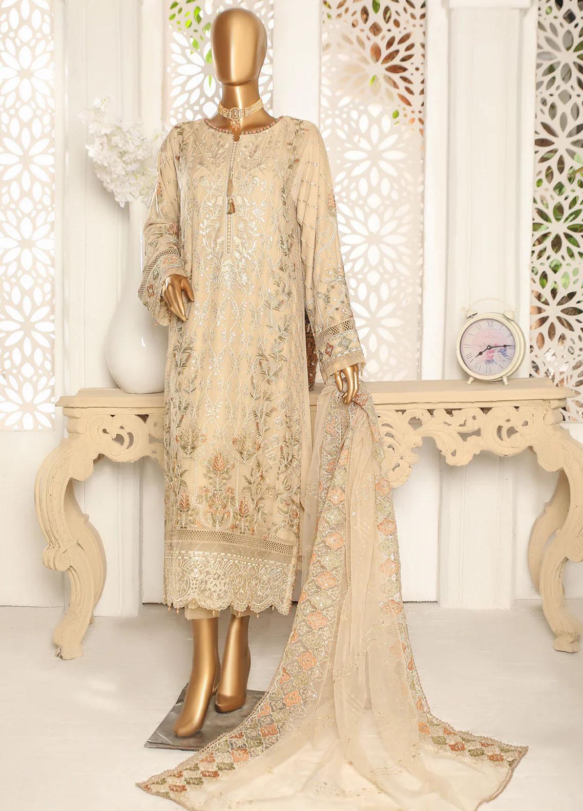 Cortesia By HZ Textiles Embroidered Chiffon Suits Unstitched 3 Piece ...