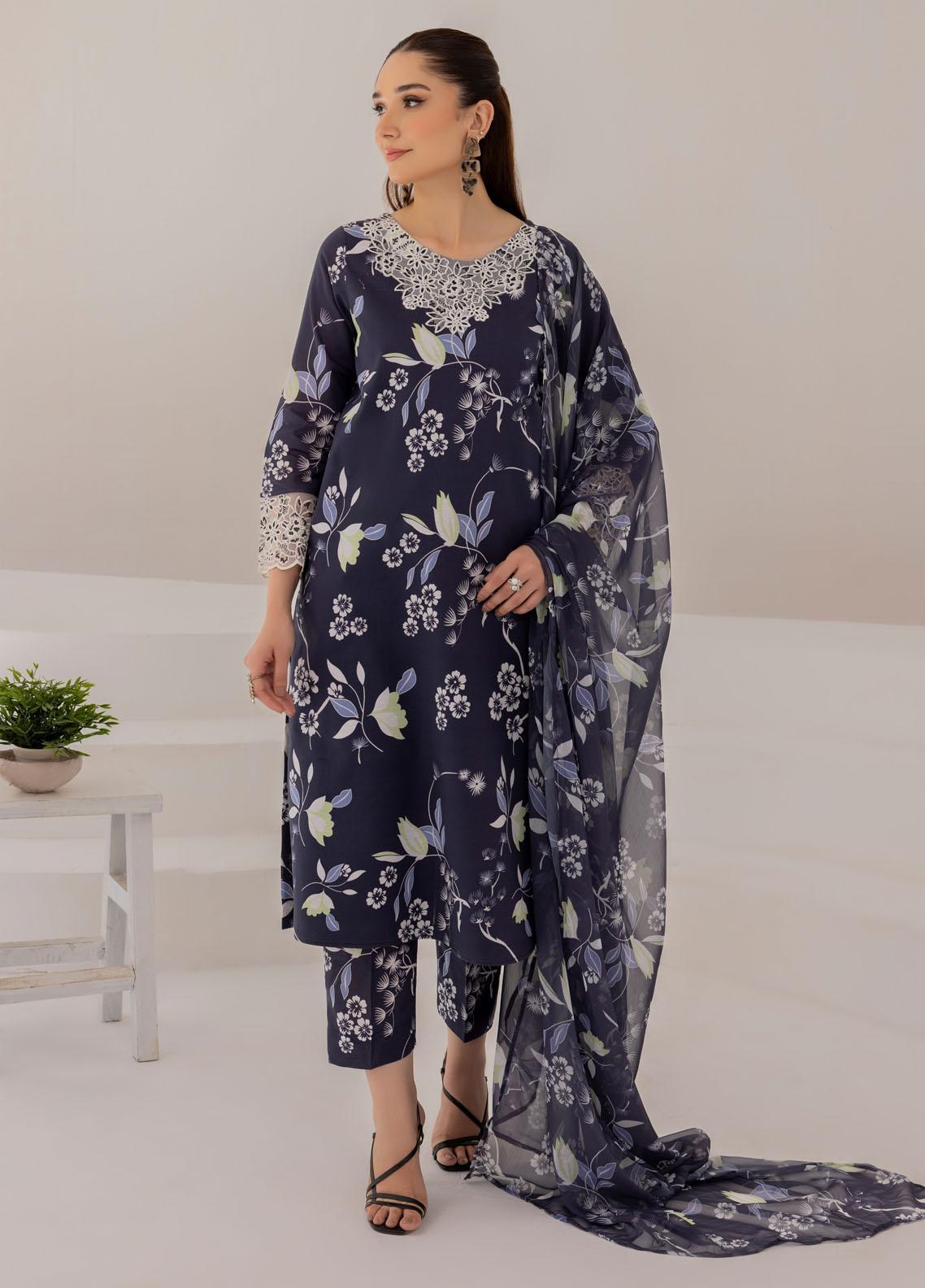 Esra Fashion Pret Embrodered Cambric 3 Piece Suit DT-23-09