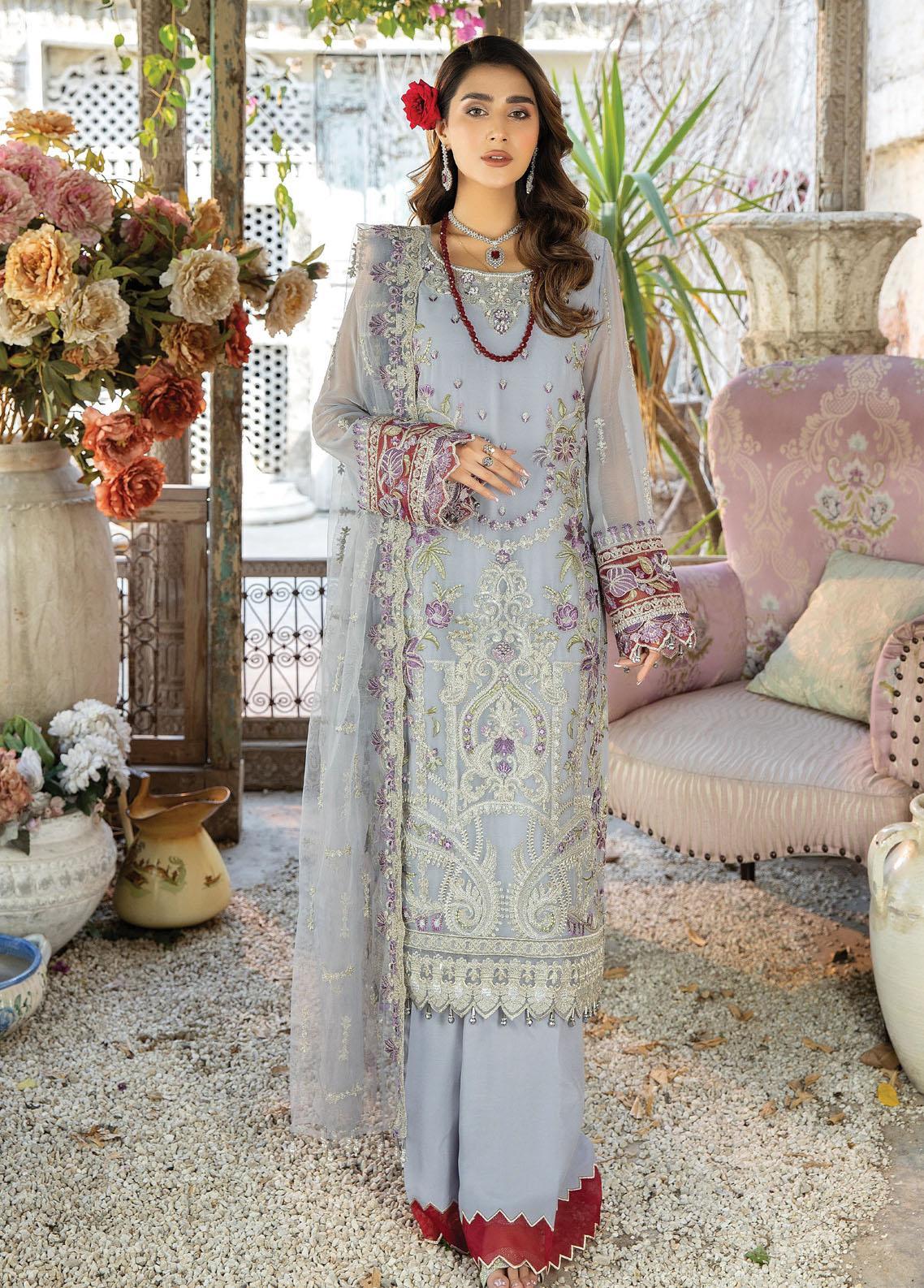 De Lambent Majestic By Imrozia Premium Embroidered Chiffon Suits Unstitched 3 Piece IMP23DLM M ...