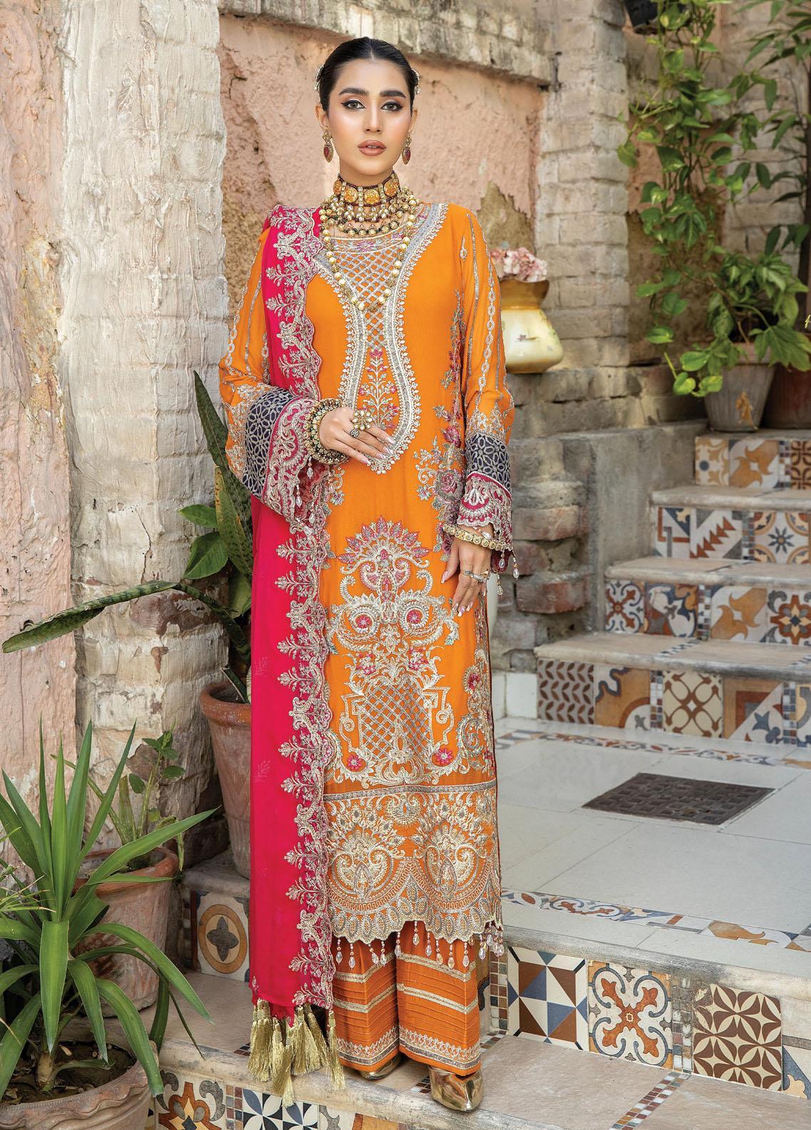 De Lambent Majestic By Imrozia Premium Embroidered Chiffon Suits Unstitched 3 Piece IMP23DLM M ...