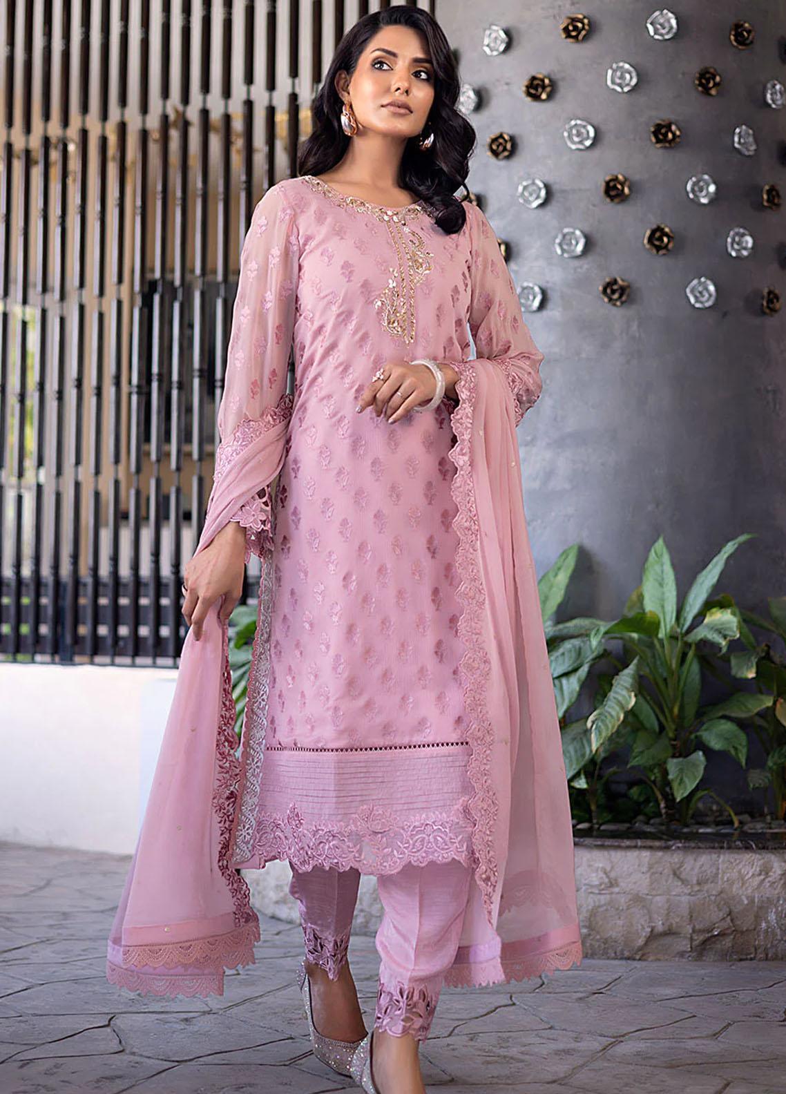 Ensembles By Azure Embroidered Chiffon Suits Unstitched 4 Piece AZU23ES ...
