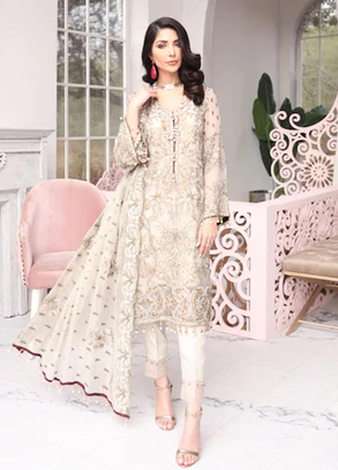 Flossie Embroidered Chiffon Suits Unstitched 3 Piece THE GOLD VERONA ...