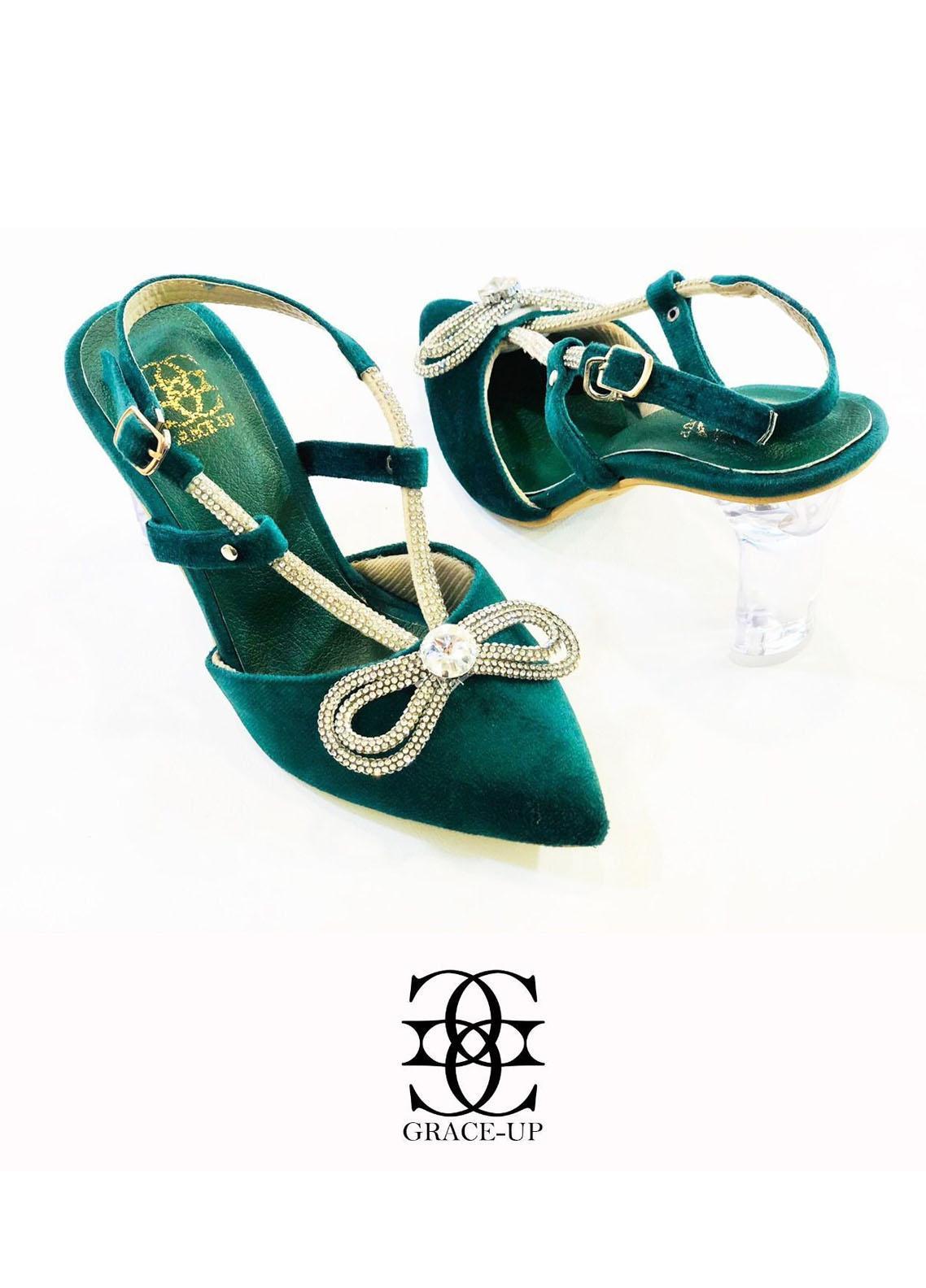 Grace Up Shoes Festive Style Heels 422 GREEN