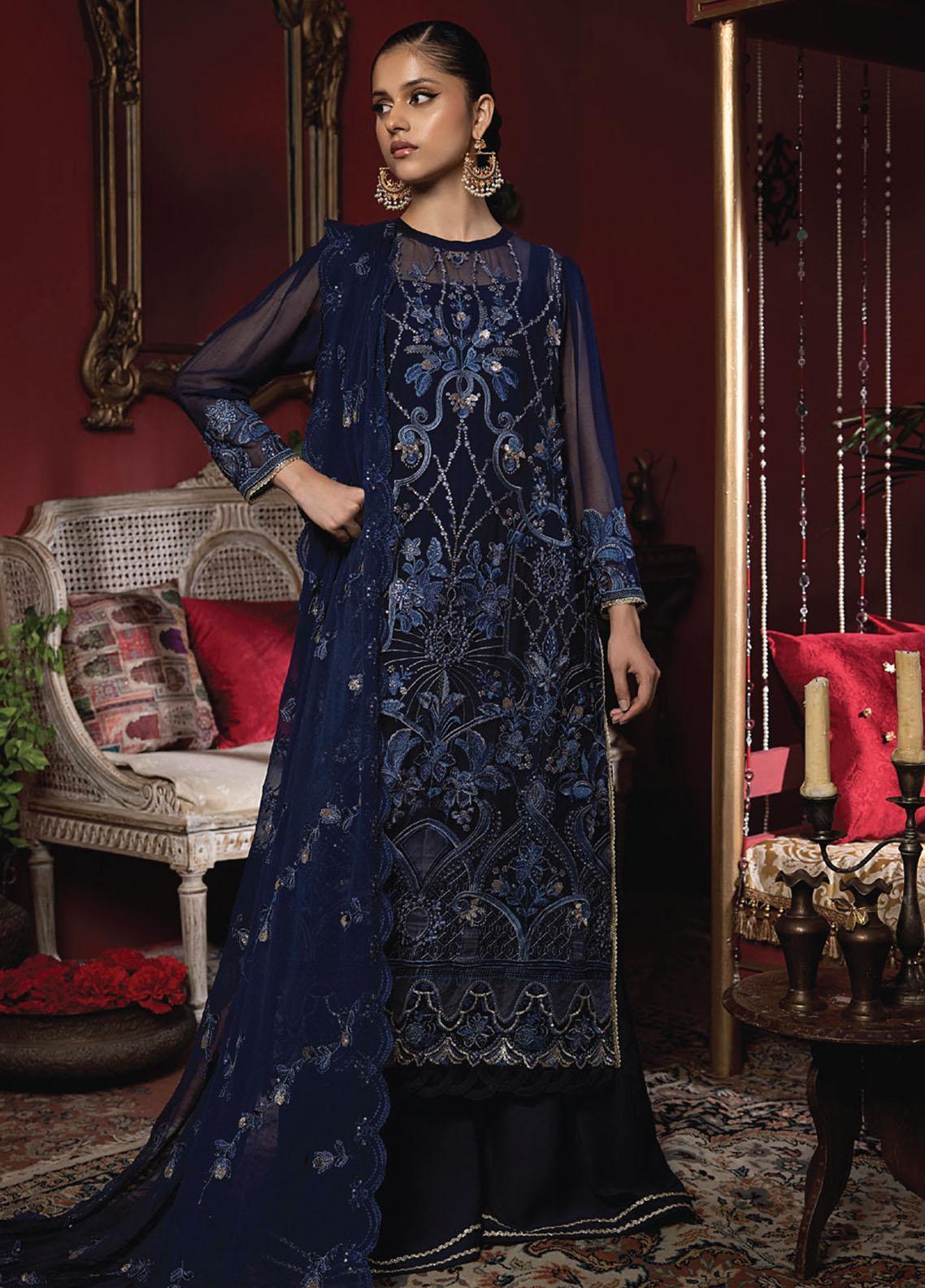 Heer By Humdum Embroidered Chiffon Suits Unstitched 3 Piece HD23HR D-04 ...