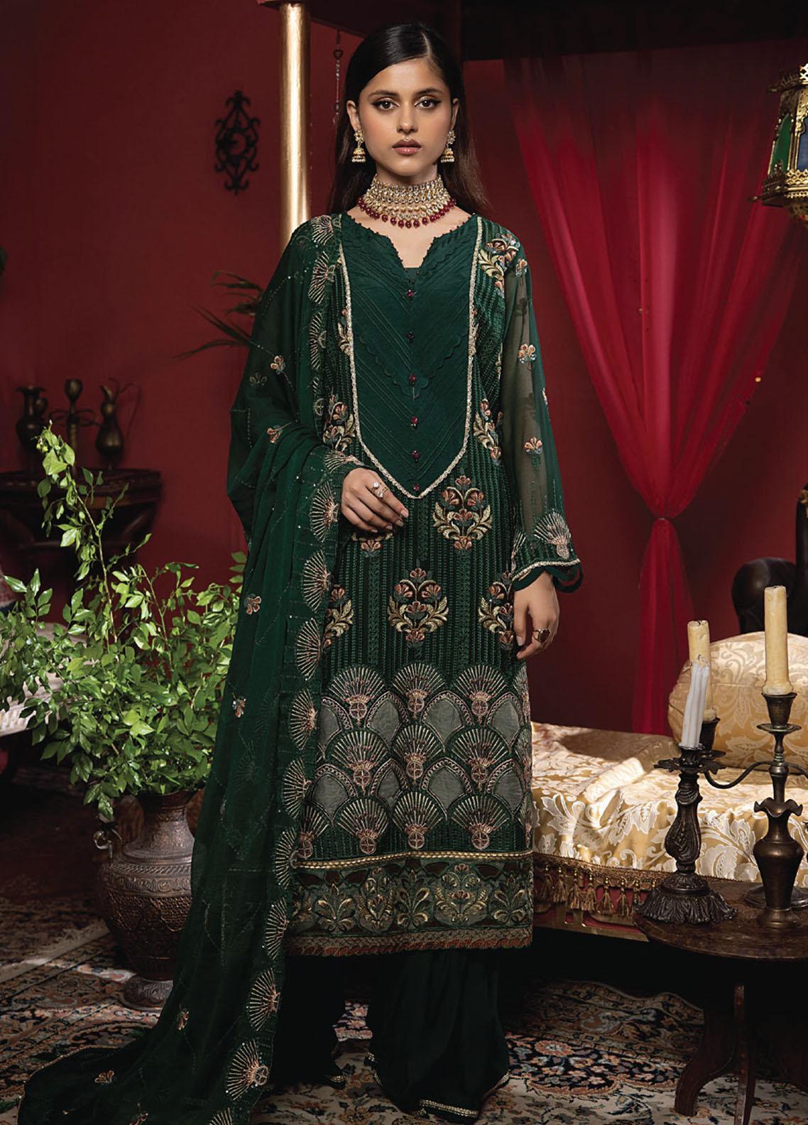 Heer By Humdum Embroidered Chiffon Suits Unstitched 3 Piece HD23HR D-06 ...