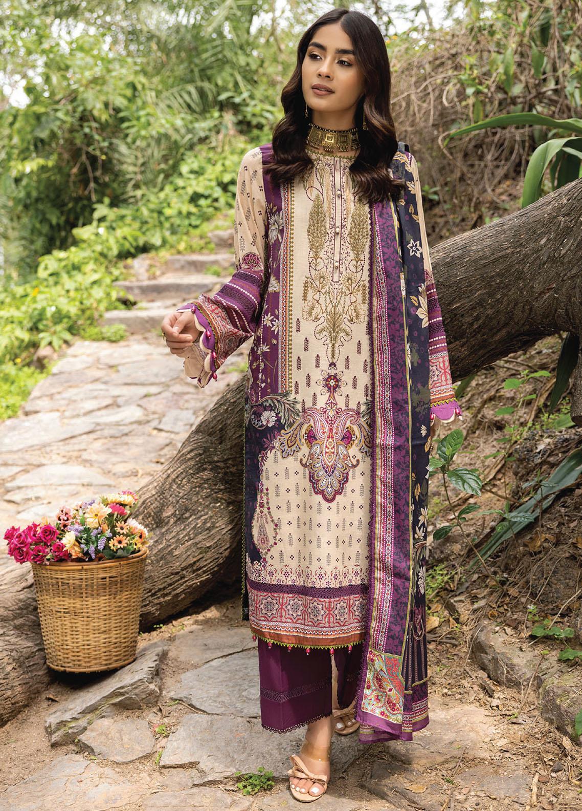 Iris By Humdum Embroidered Lawn Suits Unstitched 3 Piece HD23I D-09 - Summer Collection