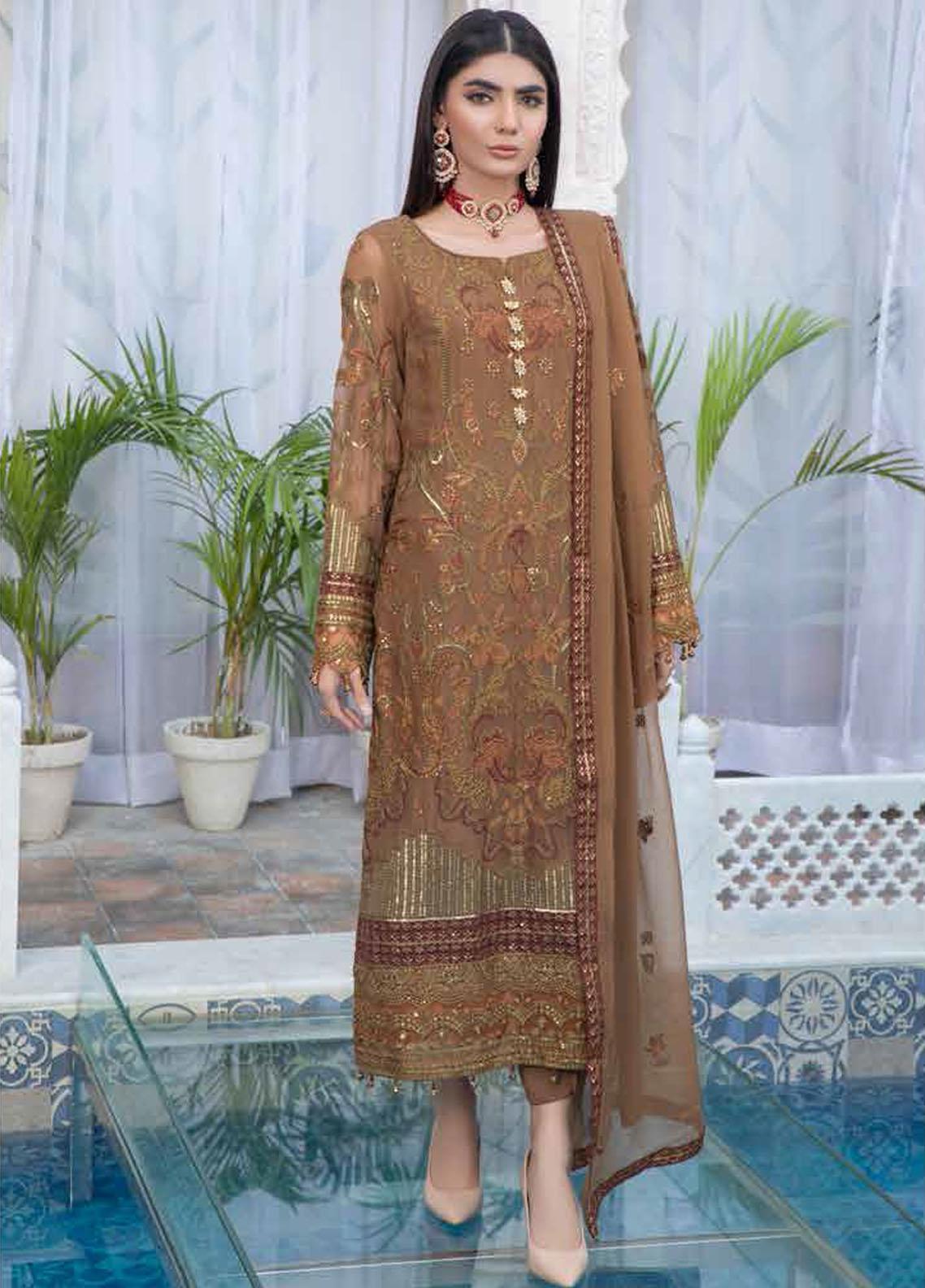 Jasper Suiting Embroidered Chiffon Suits Unstitched 3 Piece JS23SJ D ...