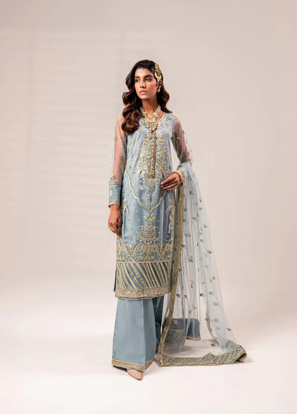 Kaia Embroidered Net Suits Unstitched 4 Piece KI22WD SKY SY-04-22/F ...
