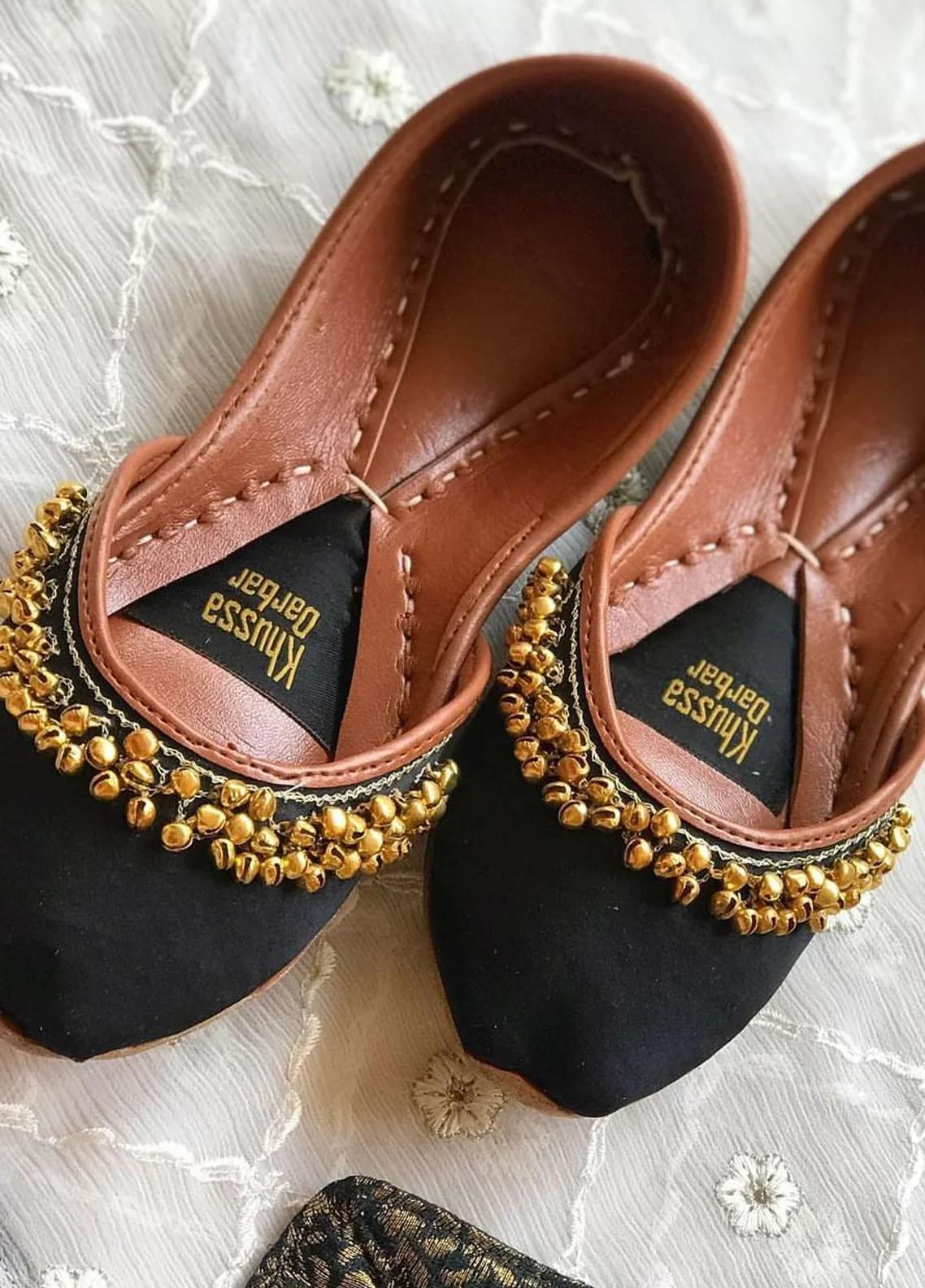 Khussa Darbar Festive Style Khussa Ghungroo (Black)