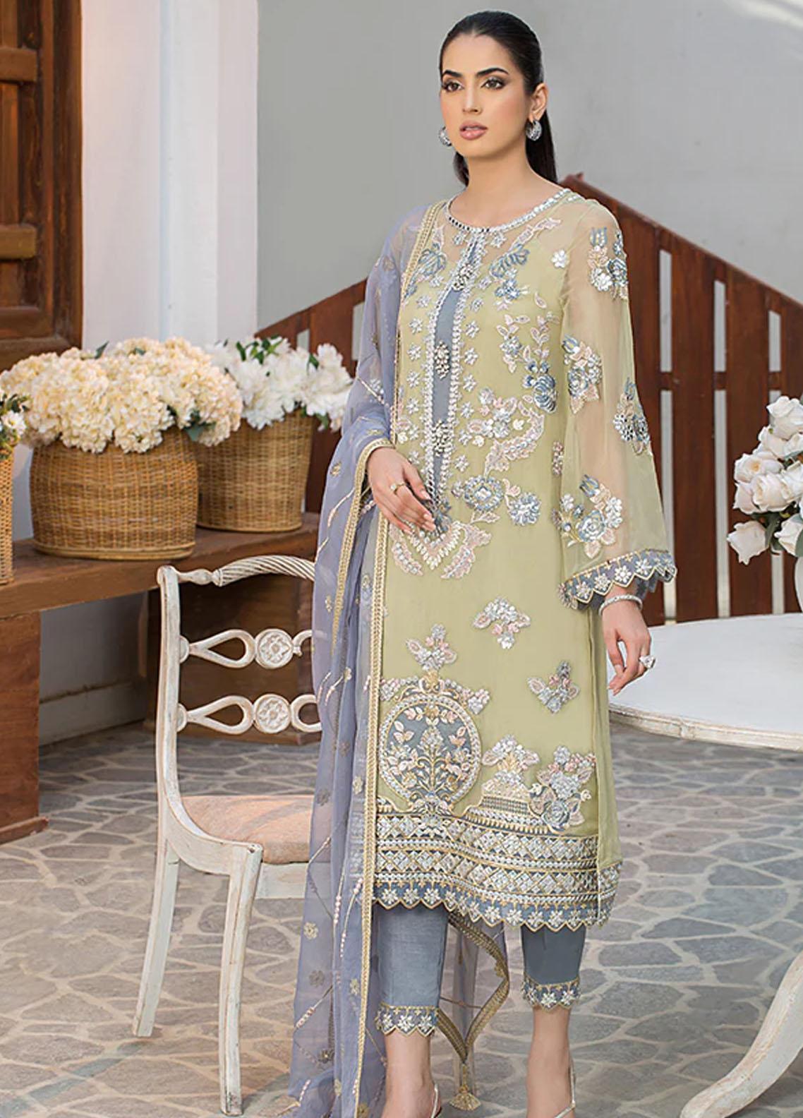 La Roza Plush by Imrozia Premium Embroidered Chiffon Suits Unstitched 3 Piece L-243 PLUMERIA ...