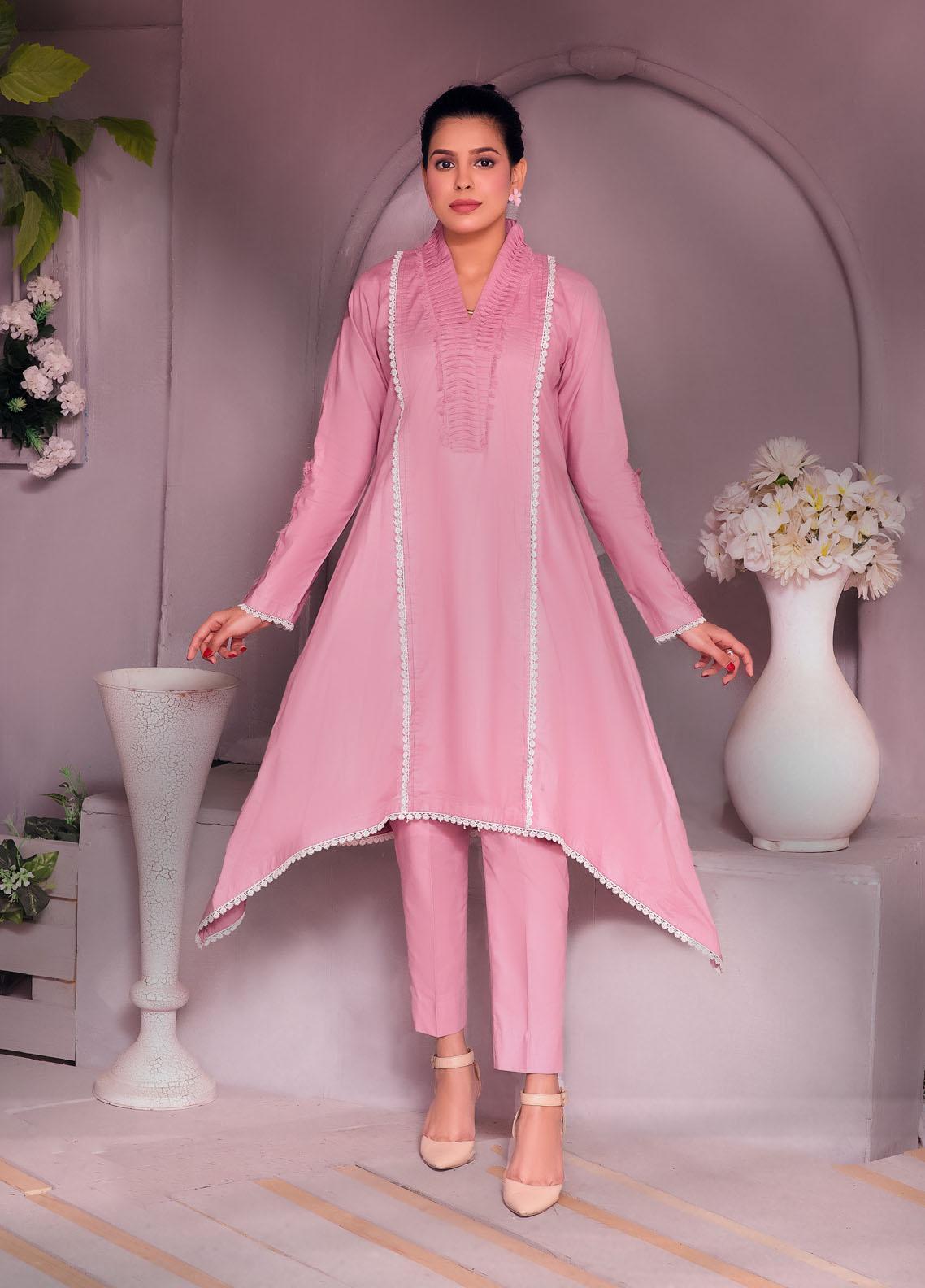 Lalam Casual Pret Cotton 2 Piece Suit LM23CP Salmon