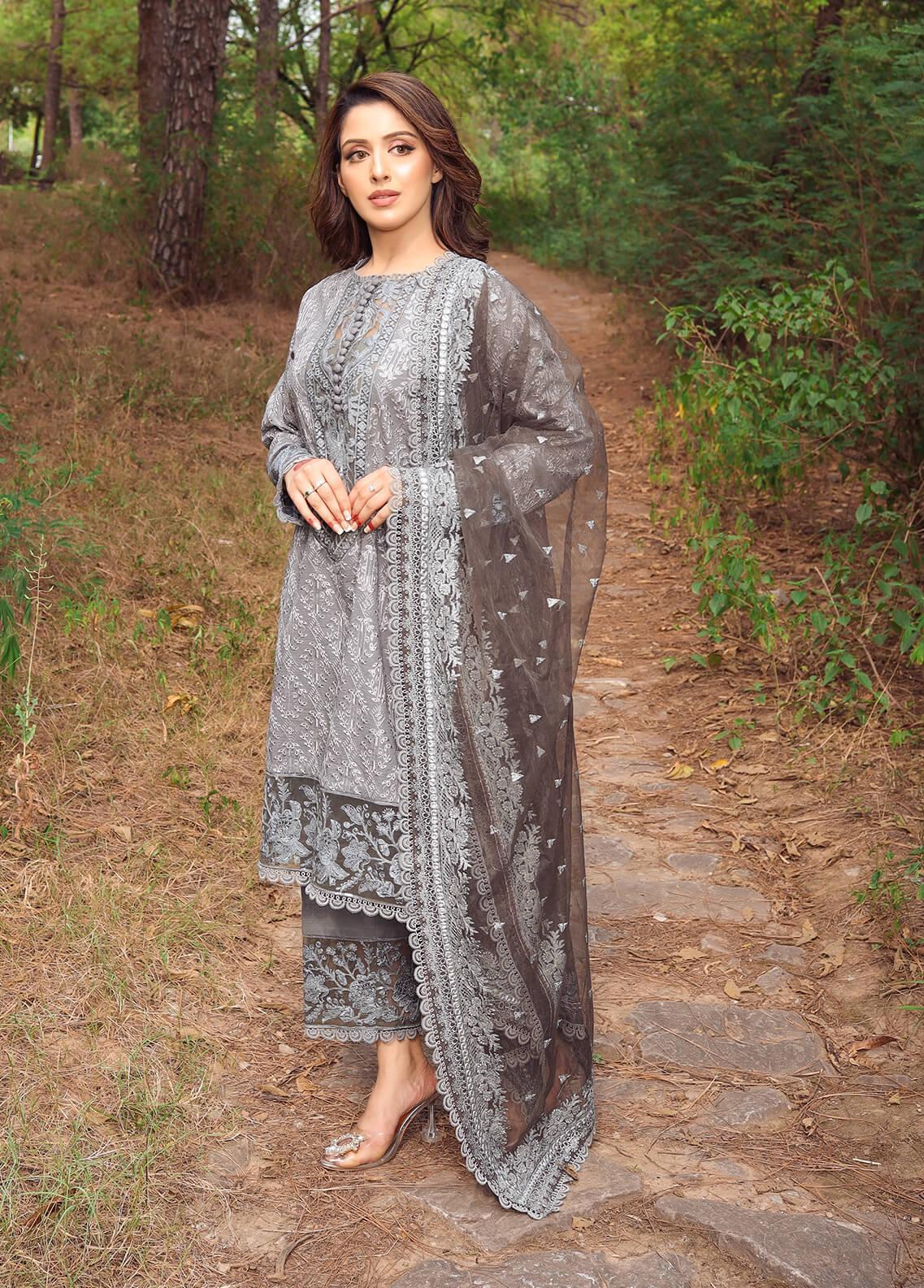Lyla Embroidered Lawn Suits Unstitched 3 Piece LY23L D-07 - Summer ...