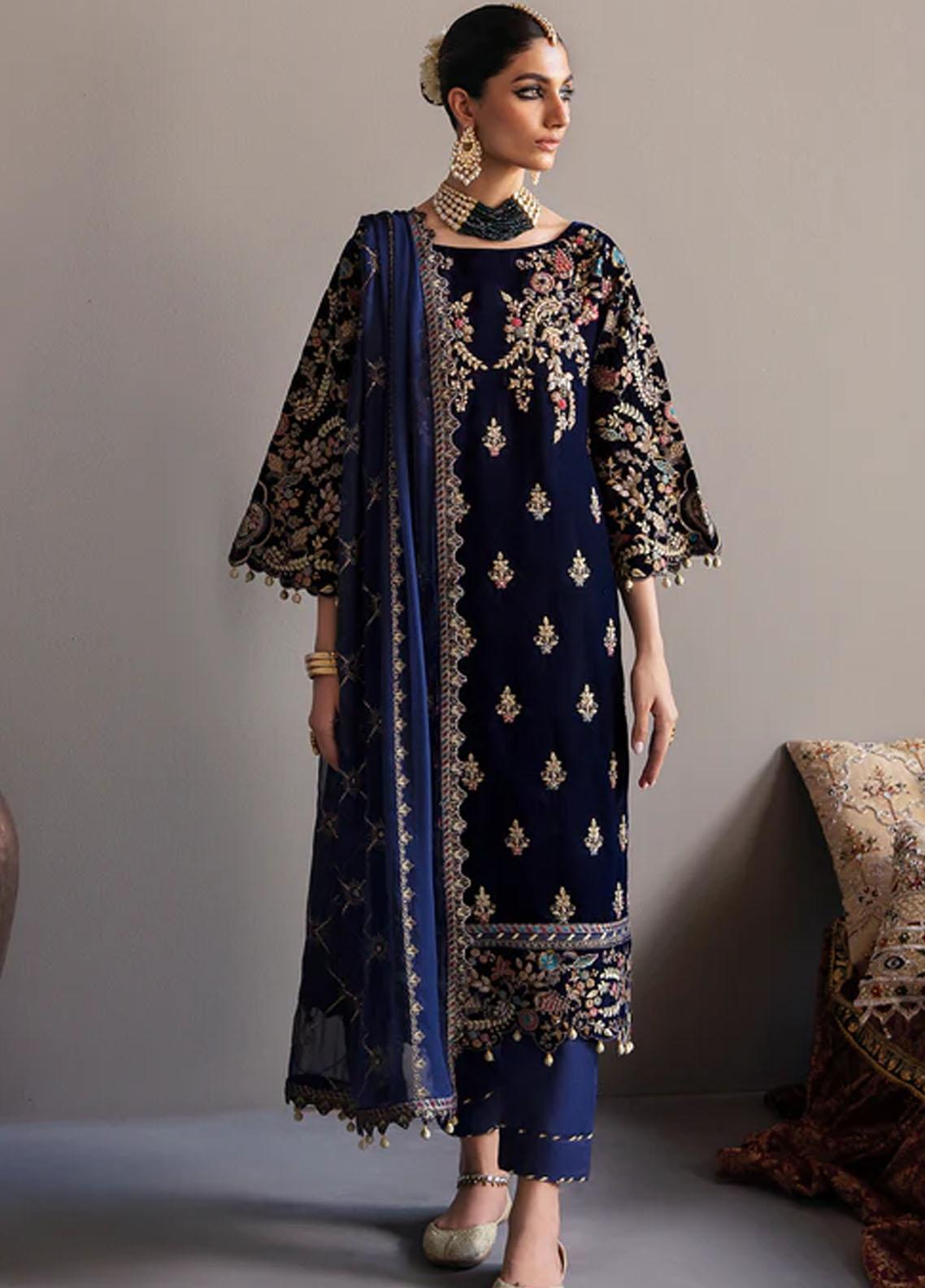 Makhmal By Emaan Adeel Embroidered Velvet Suits Unstitched 3 Piece ...