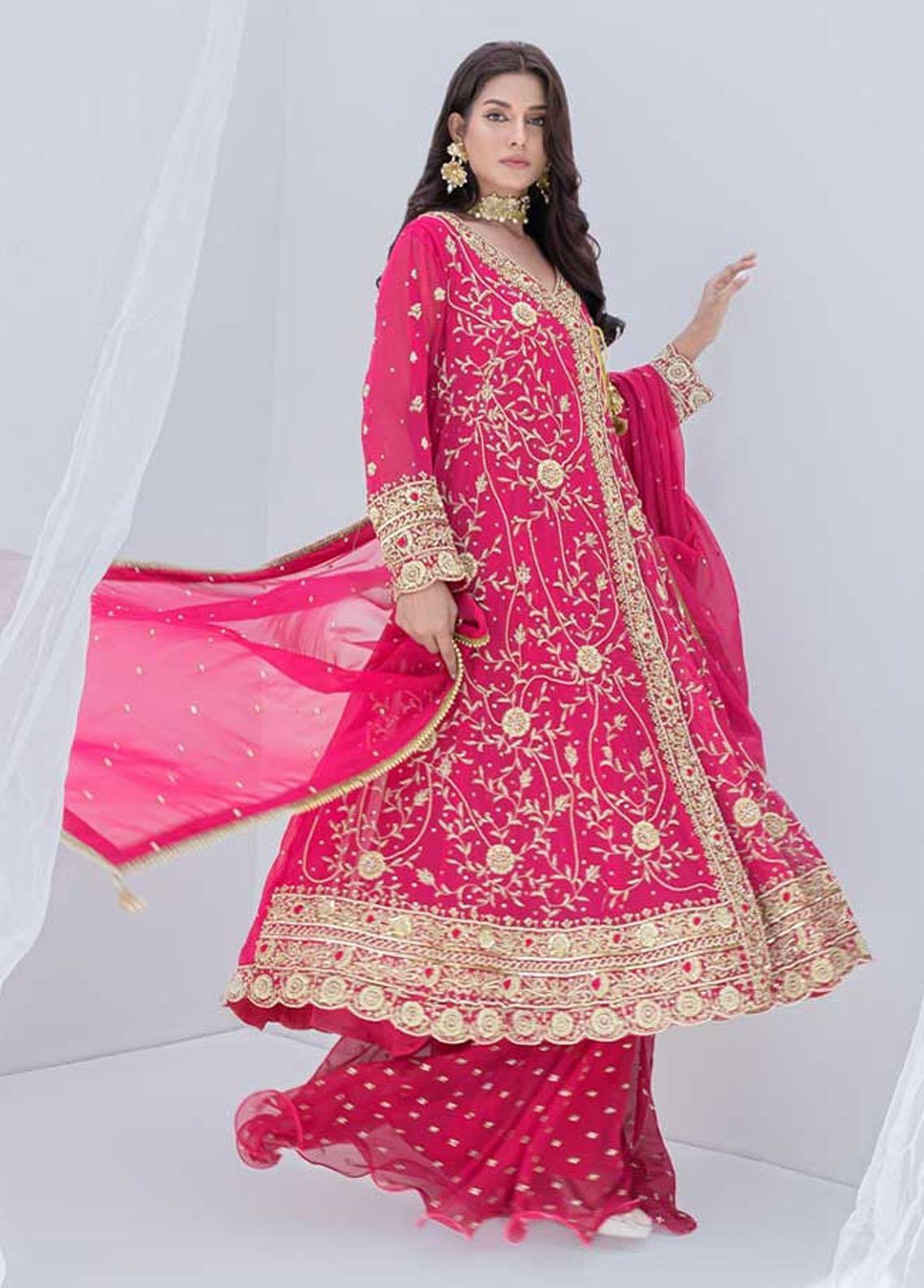 Jooray Kapray Pret Embroidered Chiffon 3 Piece Suit JK23M Rhod