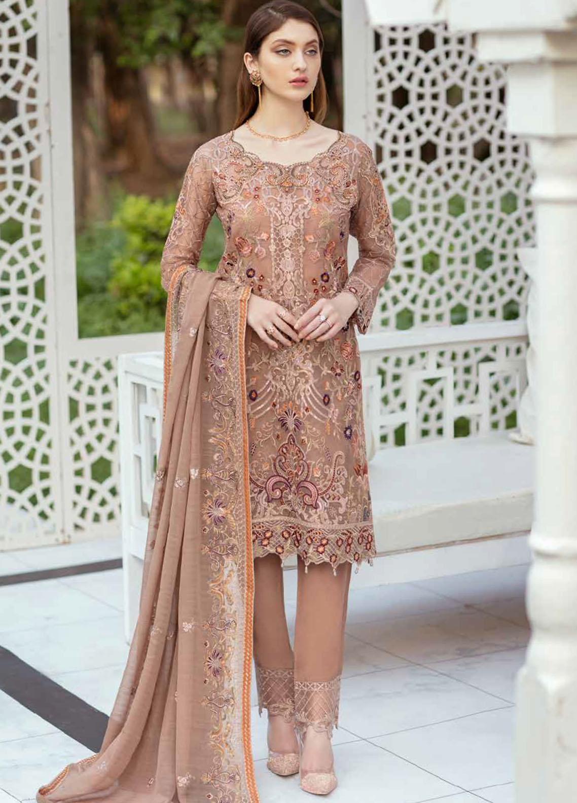 Minhal by Ramsha Embroidered Organza Suits Unstitched 3 Piece RSH21M-4 ...