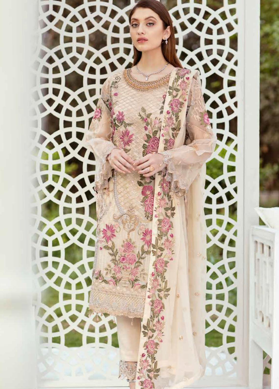 Minhal by Ramsha Embroidered Organza Suits Unstitched 3 Piece RSH21M-4 ...