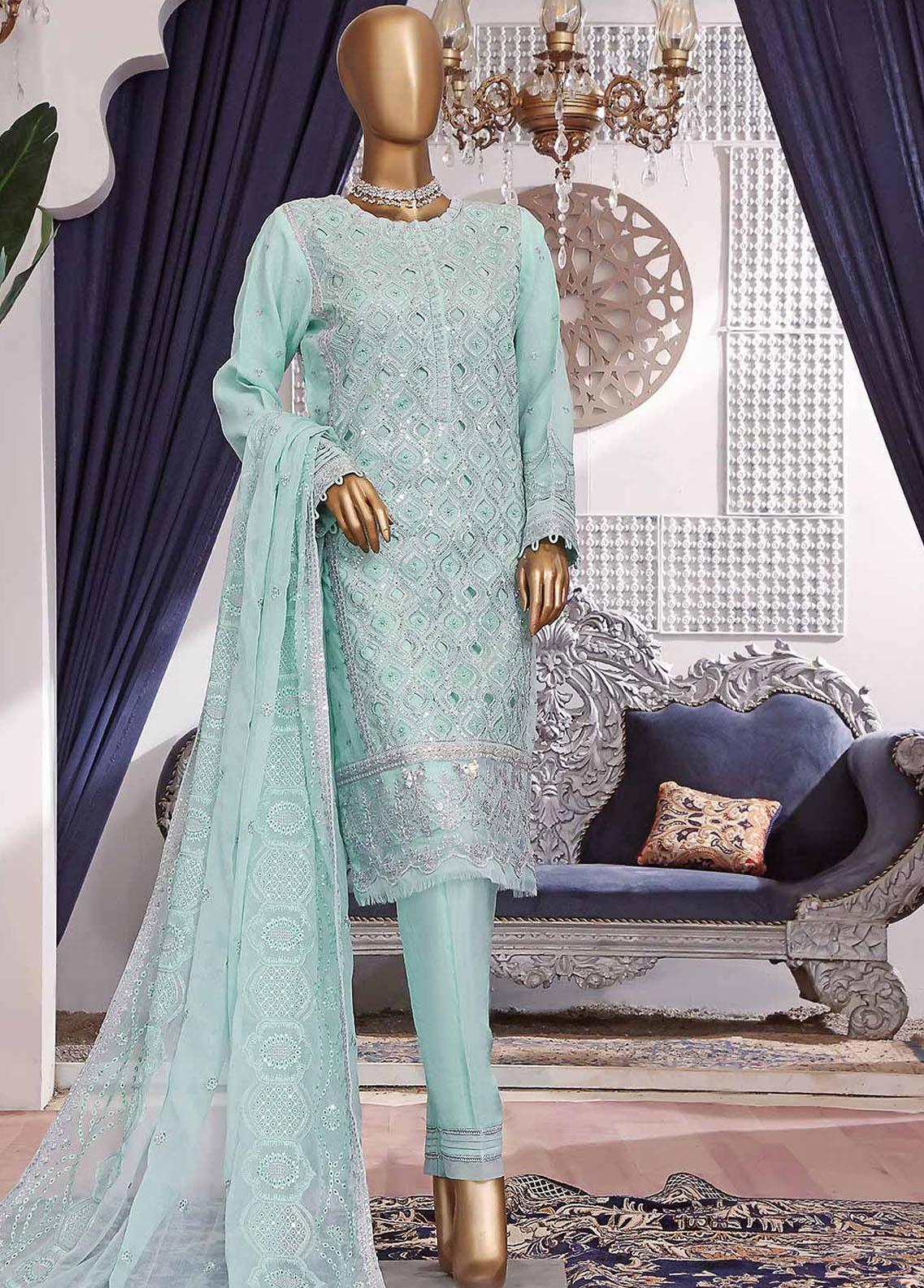 Muse By HZ Textiles Embroidered Organza Suits Unstitched 3 Piece HZ22M ...