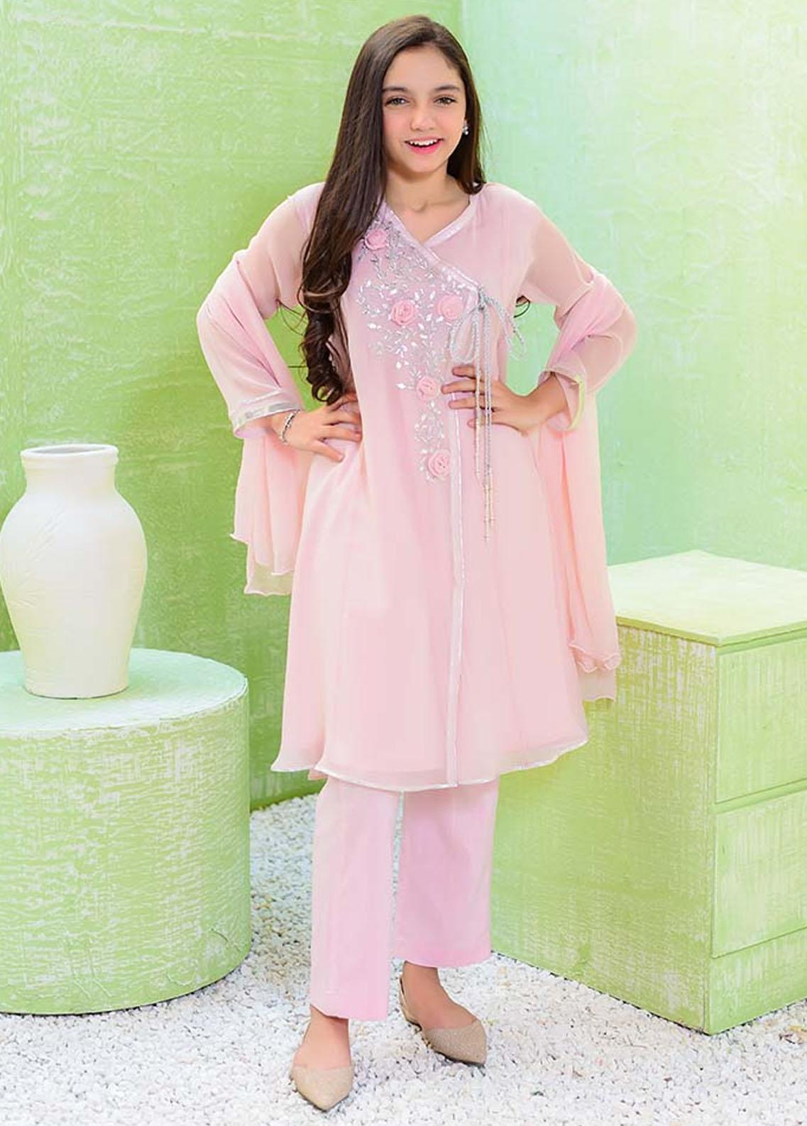 Ochre Chiffon Fancy 3 Piece for Girls - OFW 323