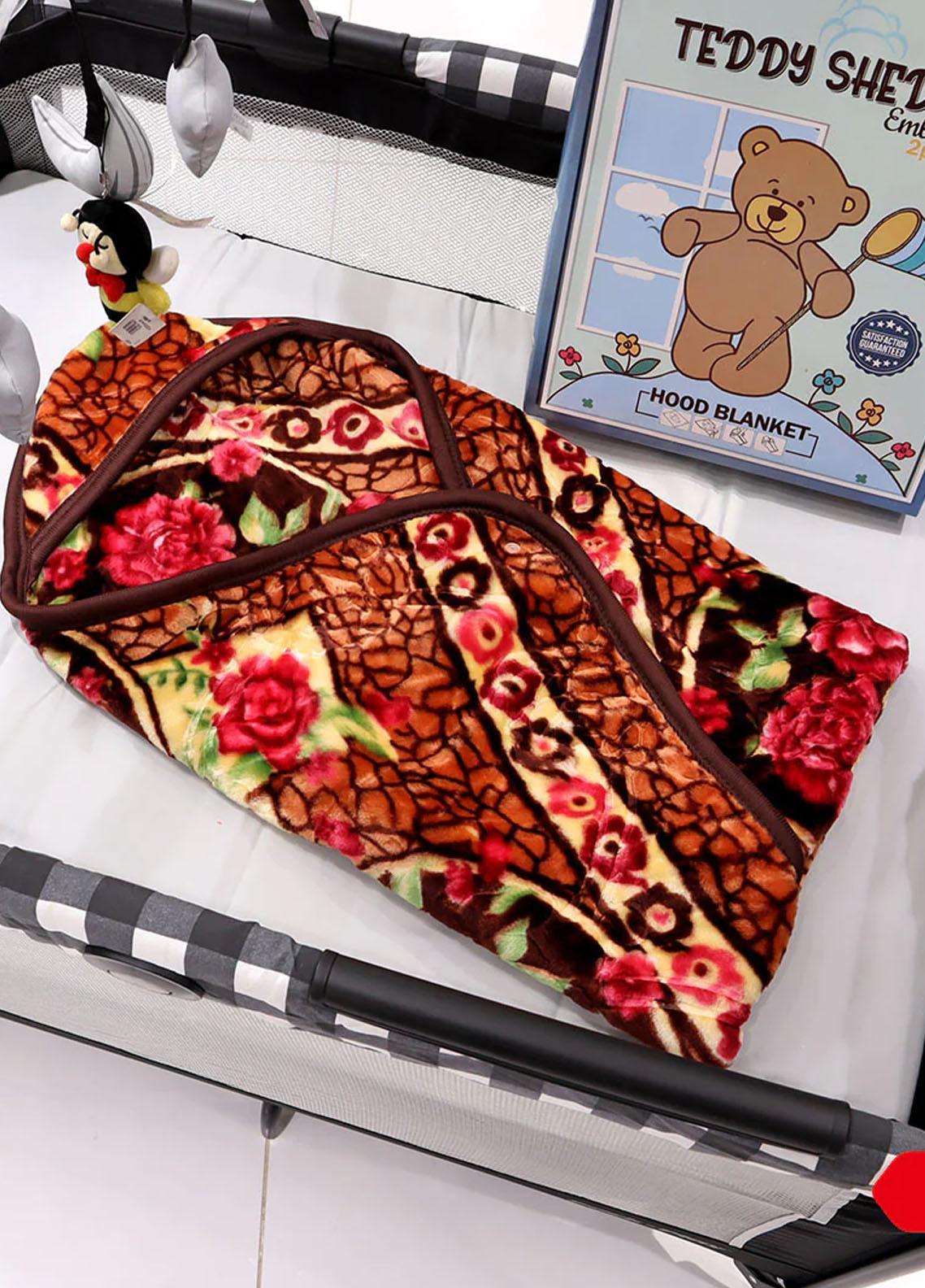 Plush Mink Teddy Sheddy Hooded Baby Blanket - Hazel - Baby Product