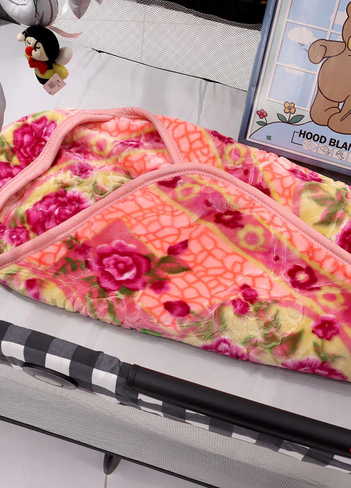 Plush Mink Teddy Sheddy Hooded Baby Blanket- Rose - Baby Product