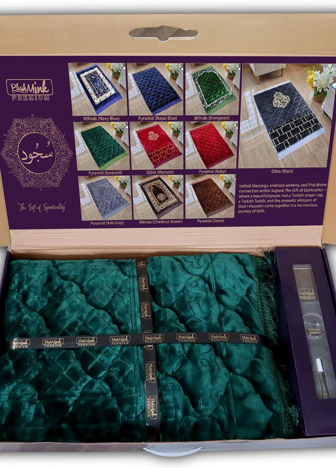 Plush Mink Sujood Prayer Kit Gift Box Emerald - Prayer Mats