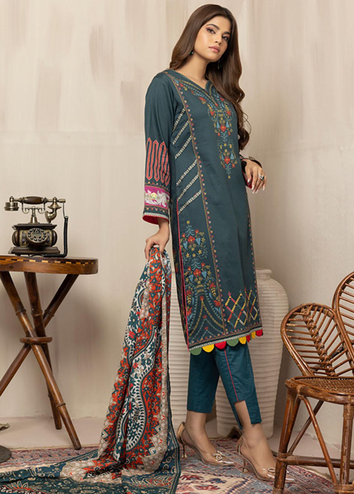 Regalia Textiles Printed Cotton Satin Suits Unstitched 3 Piece RGT22CS ...