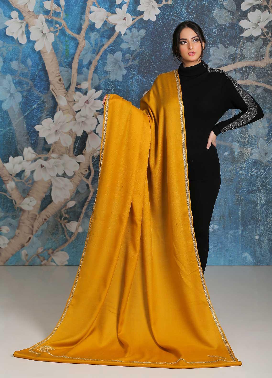 Sanaulla Exclusive Range Pashmina Shawl SU21PP MIR-06 Lemon 5 - Pure ...