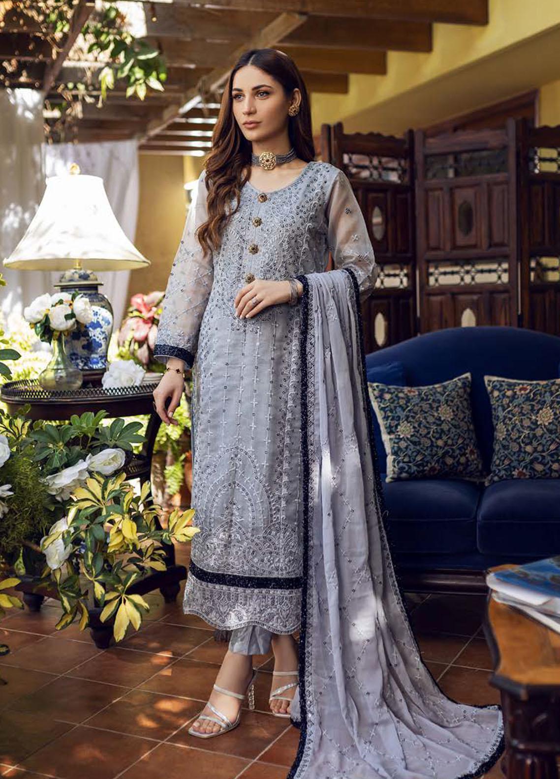 Zunairi By Shahzeb Textiles Embroidered Silk Net Suits Unstitched 3 Piece ST23Z-V2 Gul-E-Bulbul ...