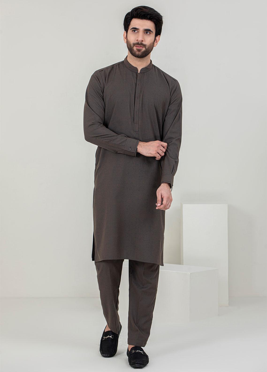 Buy Stylish Wash N Wear Formal Men Kameez Shalwar - TF-1060 Dark Brown ...