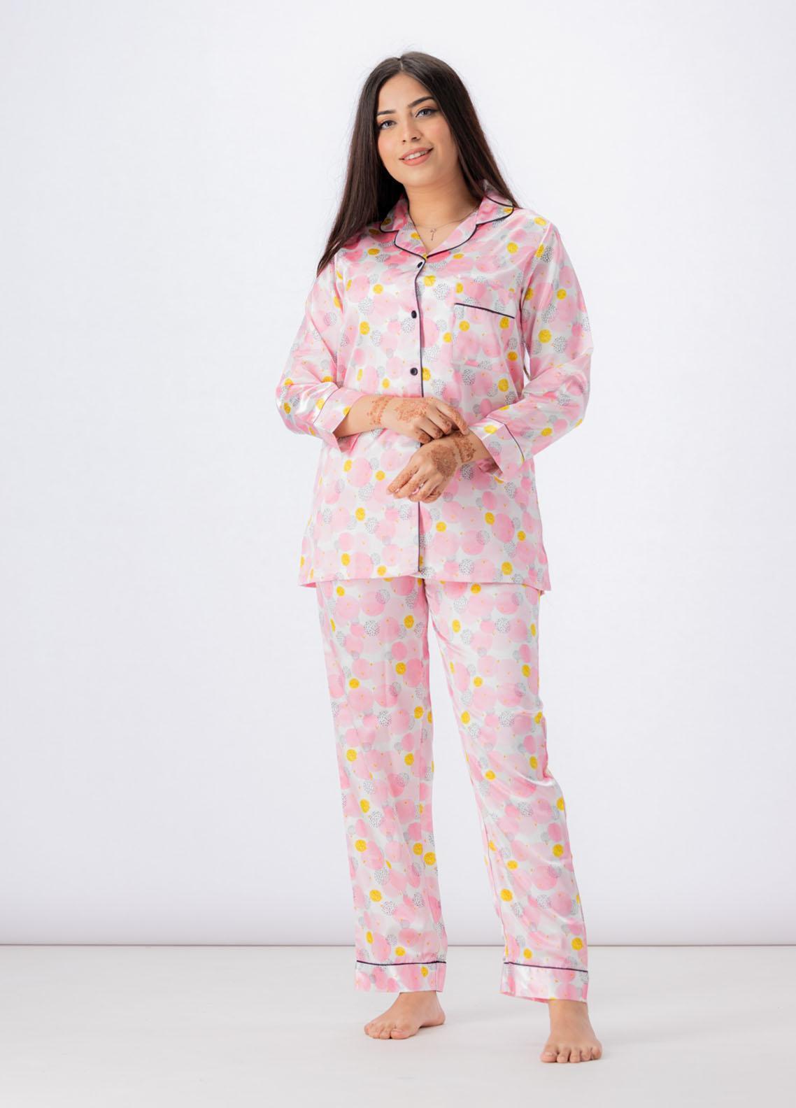 Valerie Night Wear Printed Satin Pajama Set VL-GLOSSY-04