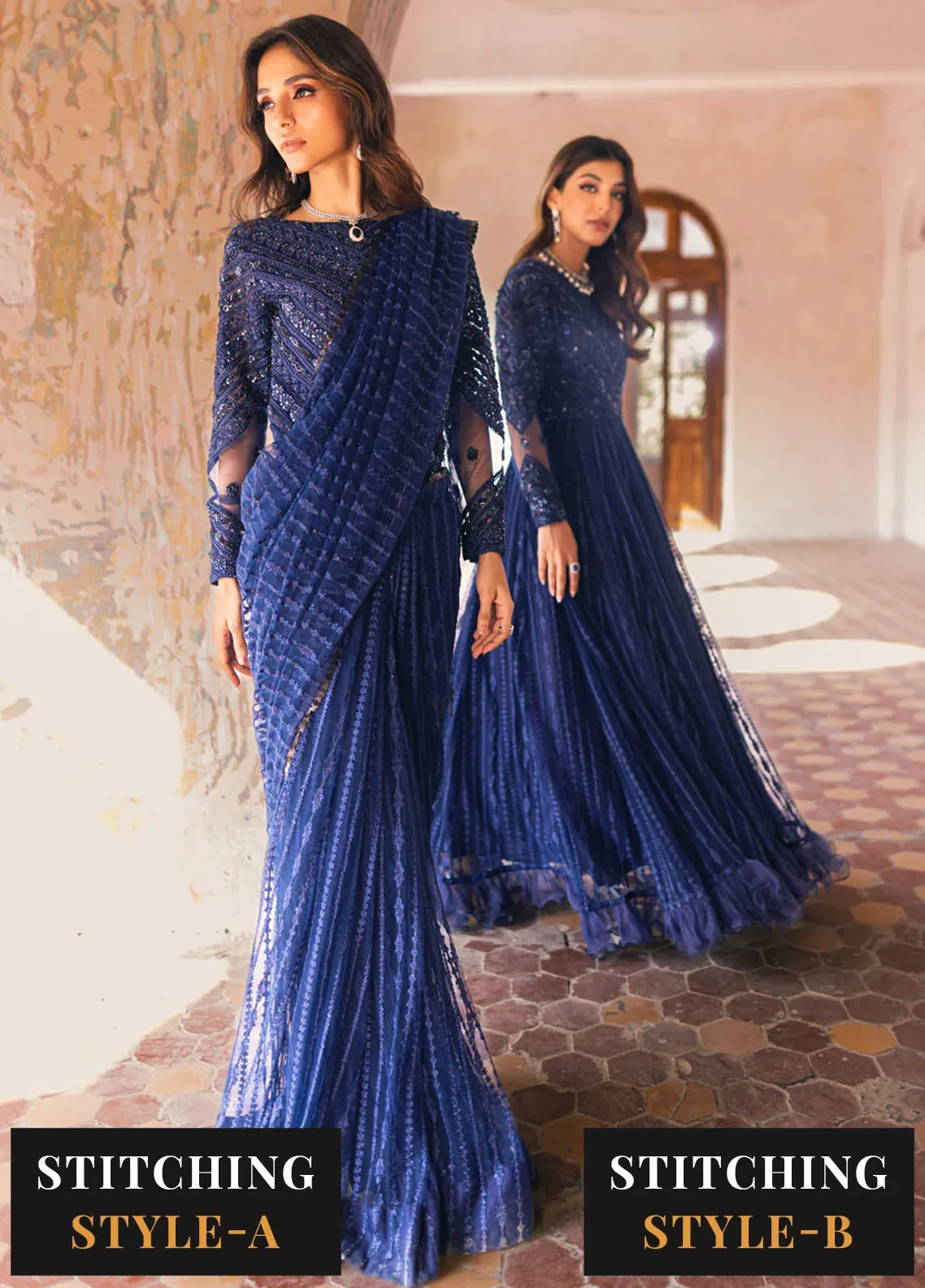 Azure Embroidered Net Suit Unstitched 3 Piece AZ24W Ghazal - Formals ...