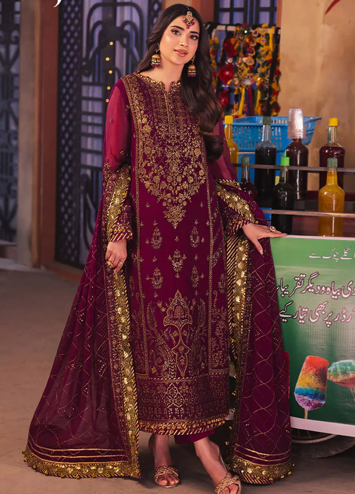 Chamkeeli By Asim Jofa Embroidered Chiffon Suit Unstitched 3 Piece AJ24CF AJKK-18 - Festive ...
