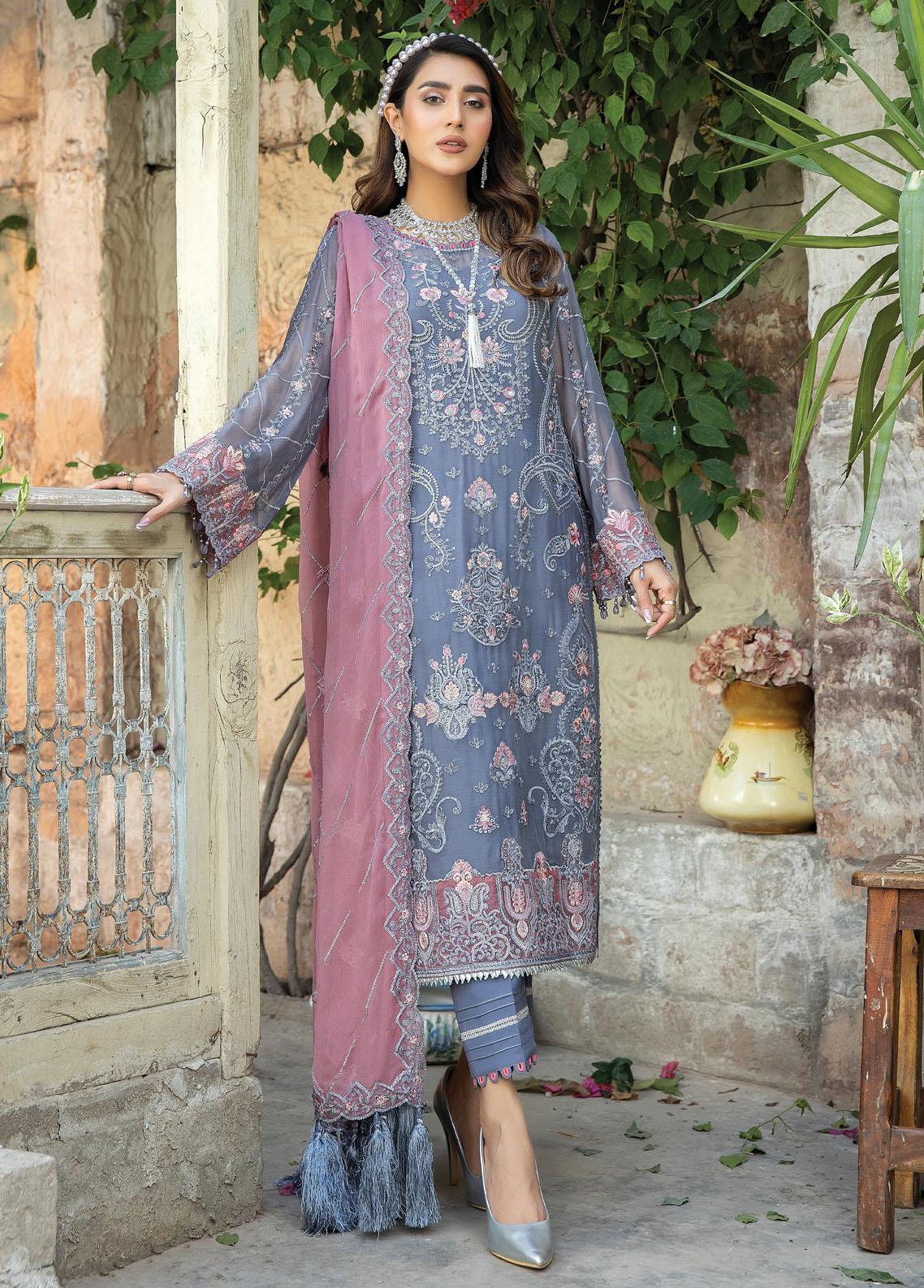 De Lambent Majestic By Imrozia Premium Embroidered Chiffon Suits Unstitched 3 Piece IMP23DLM M ...