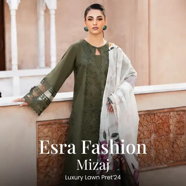 Mizaj By Esra Fashion Luxury Lawn Pret Collection 2024 | Sanaullah Store