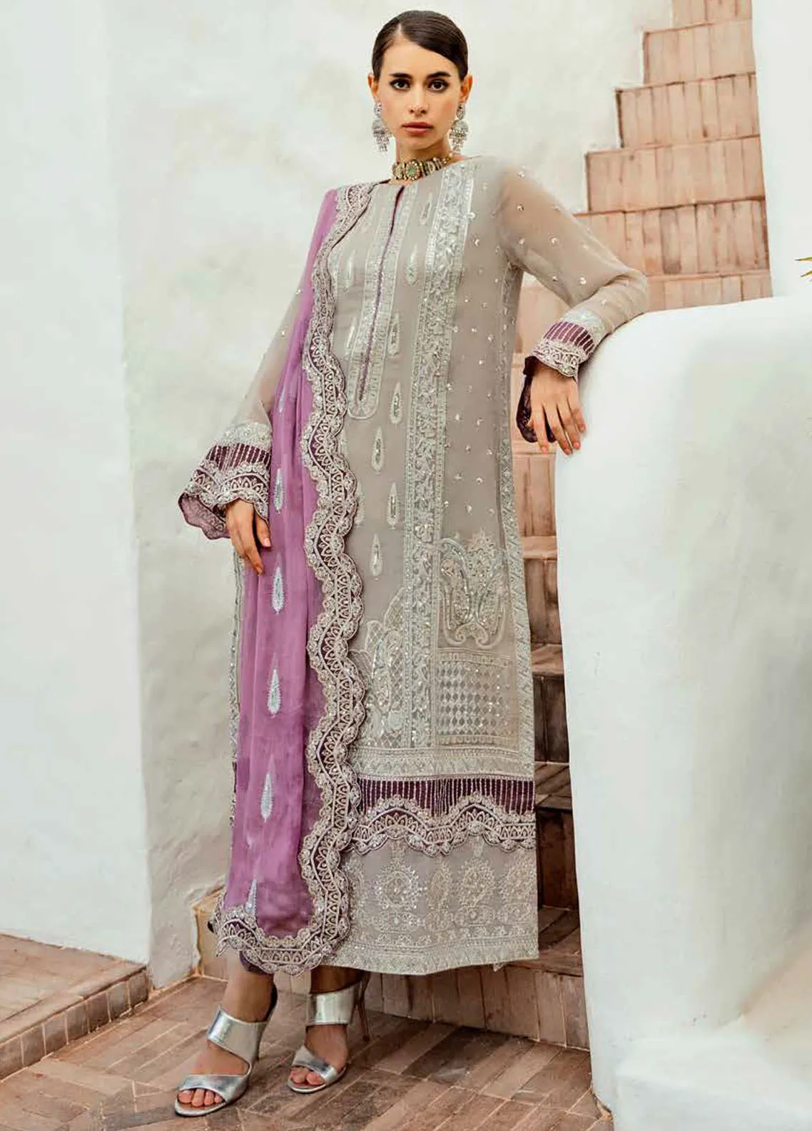 Freesia Luxury Formals Embroidered Chiffon Suit Unstitched 3 Piece ...