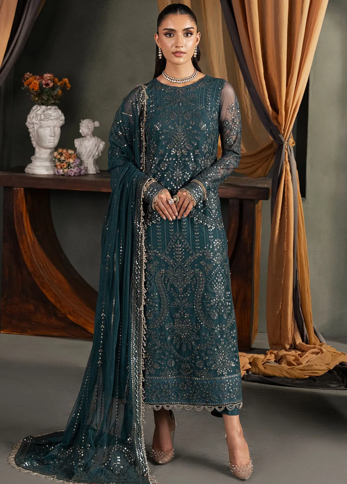 Heritage by Zarif Embroidered Net Suit Unstitched 3 Piece ZF24H ZHF-04 ...