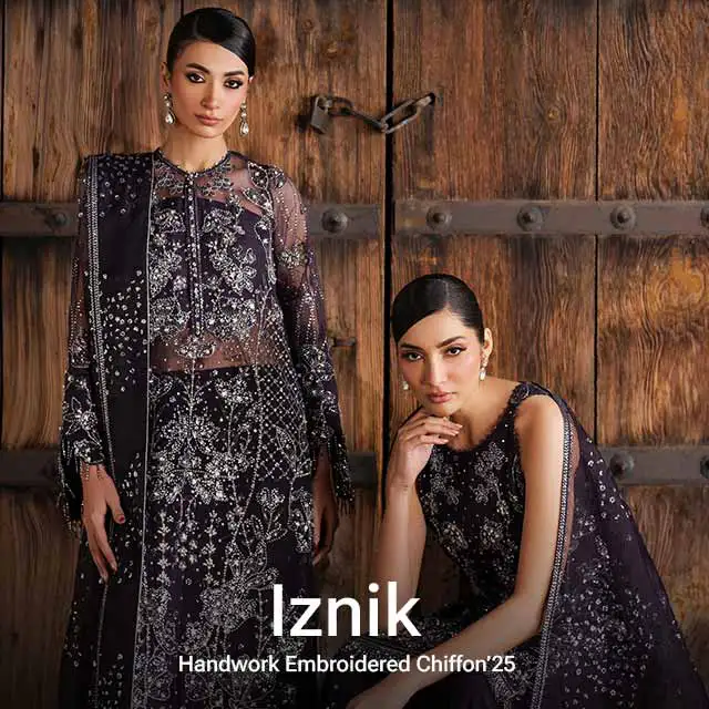 Iznik Luxury Handwork Embroidered Chiffon Collection 2025 | Sanaulla Store