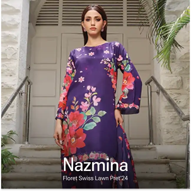 Floret by Nazmina Swiss Lawn Pret Collection 2024 | Sanaulla Store