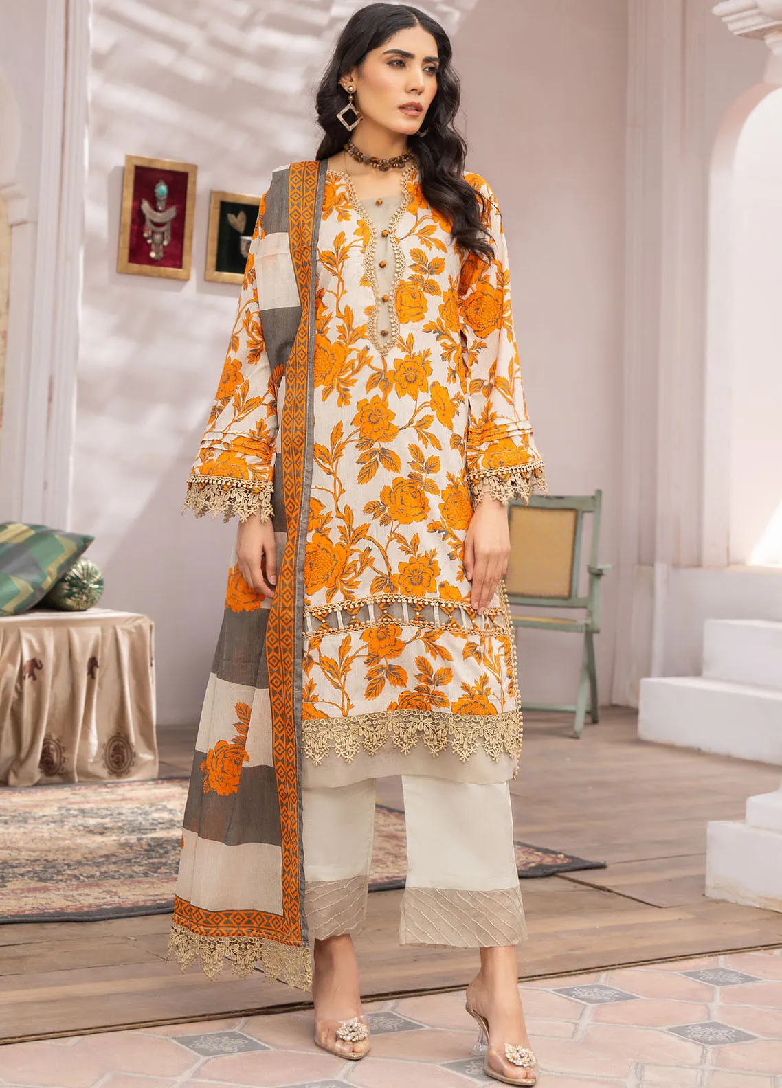 Rang E Noor By Humdum Printed Lawn Suit Unstitched 3 Piece HD24R D-06 - Summer Collection