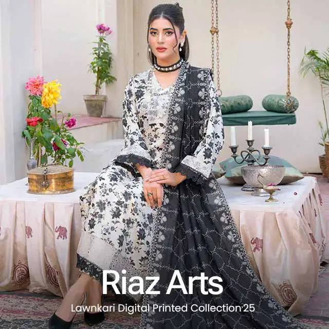 Riaz Arts Lawnkari Digital Printed Collection 2025 | Sanaulla Store