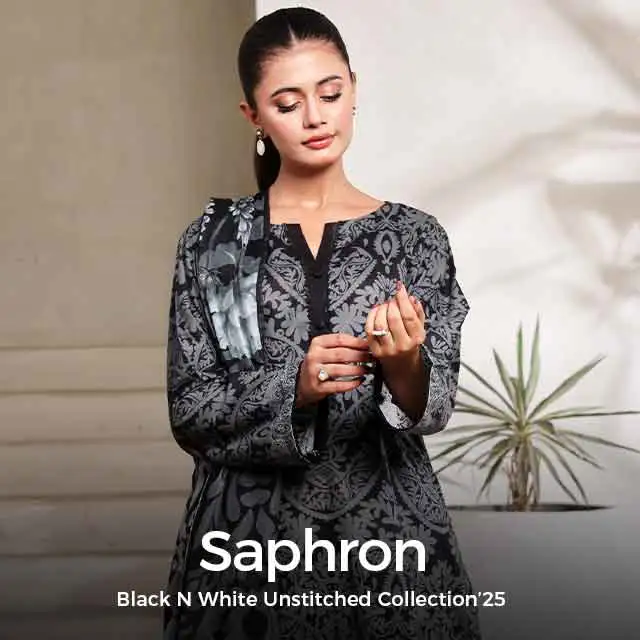 Saphron Black N White Unstitched Collection 2025 Volume 01 | Sanaulla Store