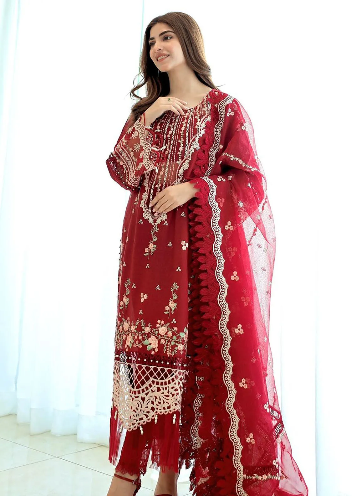 Sardinia Chickenkari Lawn Suit Unstitched 3 Piece SRD24E 405 Rosabel ...