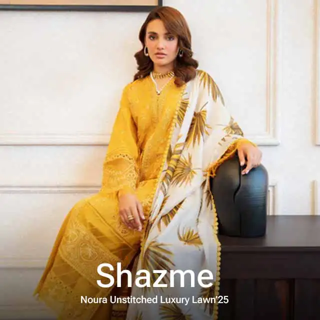 Noura by Shazme Unstitched Luxury Lawn Collection 2025 | Sanaulla Store