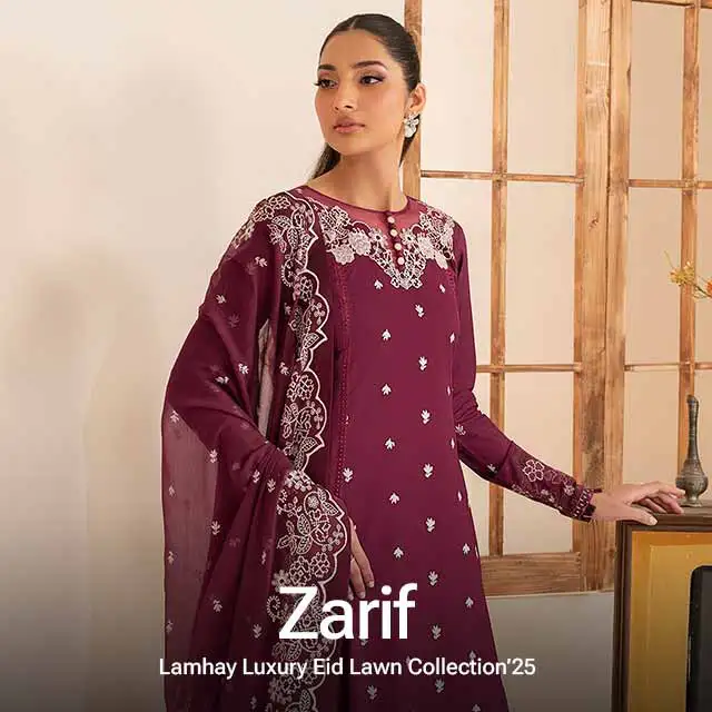 Lamhay by Zarif Luxury Eid Lawn Collection 2025 | Sanaulla Store